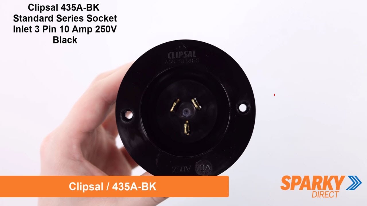 Clipsal 435A-BK | Standard Series Socket Inlet 3 Pin 10 Amp 250V ...