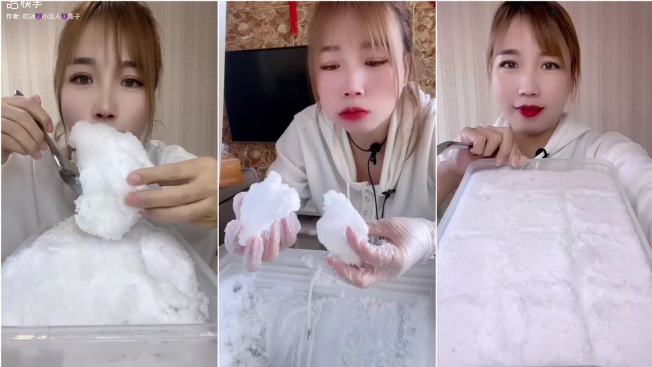WHITE ICE EATING ASMR 💙 ICE EATING ASMR 💙 Snow-white ASMR 💙 - YouTube