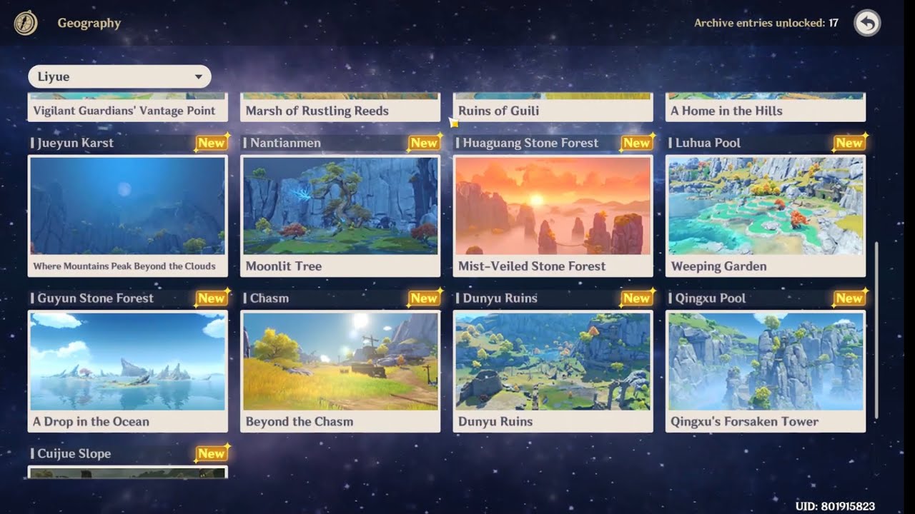 GENSHIN IMPACT Archive - Geography all 17 places guide Viewpoint in ...