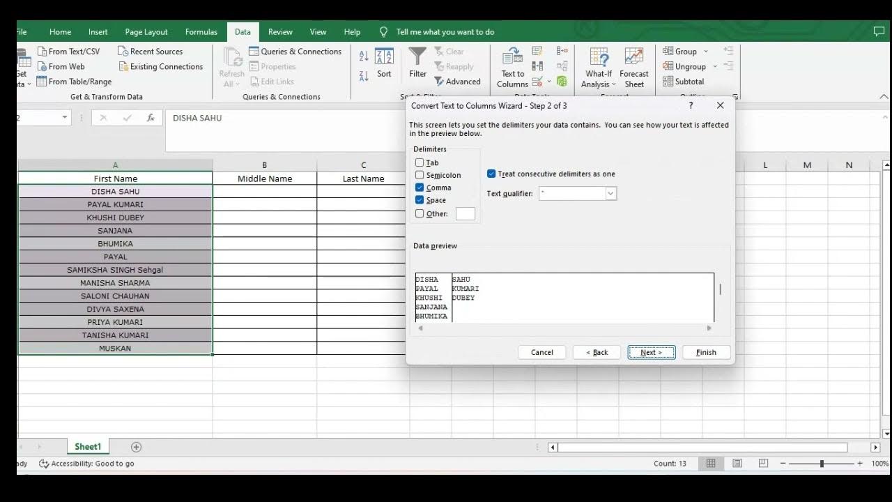 How can Separate data one cell to another cell - YouTube