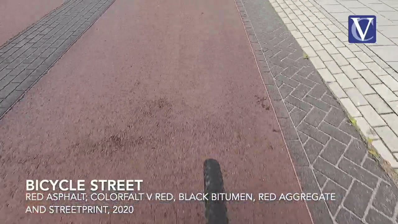 Red asphalt with streetprint - YouTube