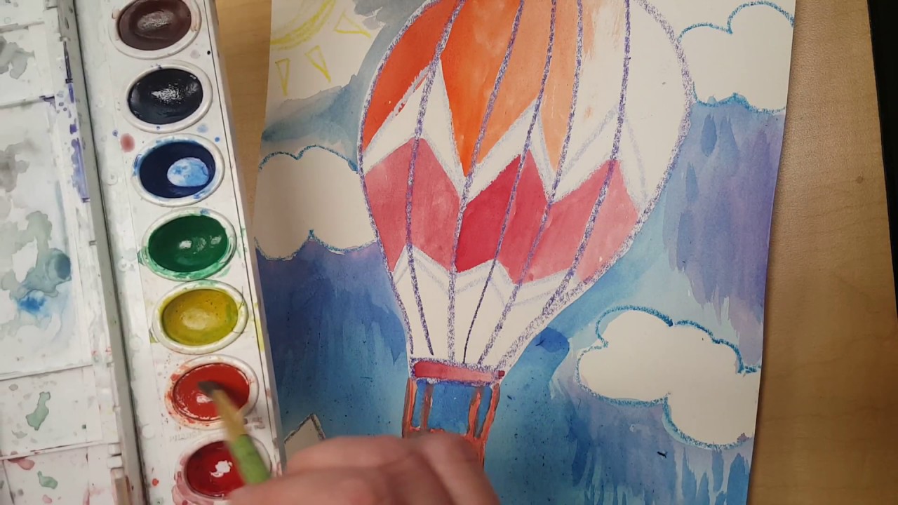 Hot Air Balloon Watercolor - YouTube