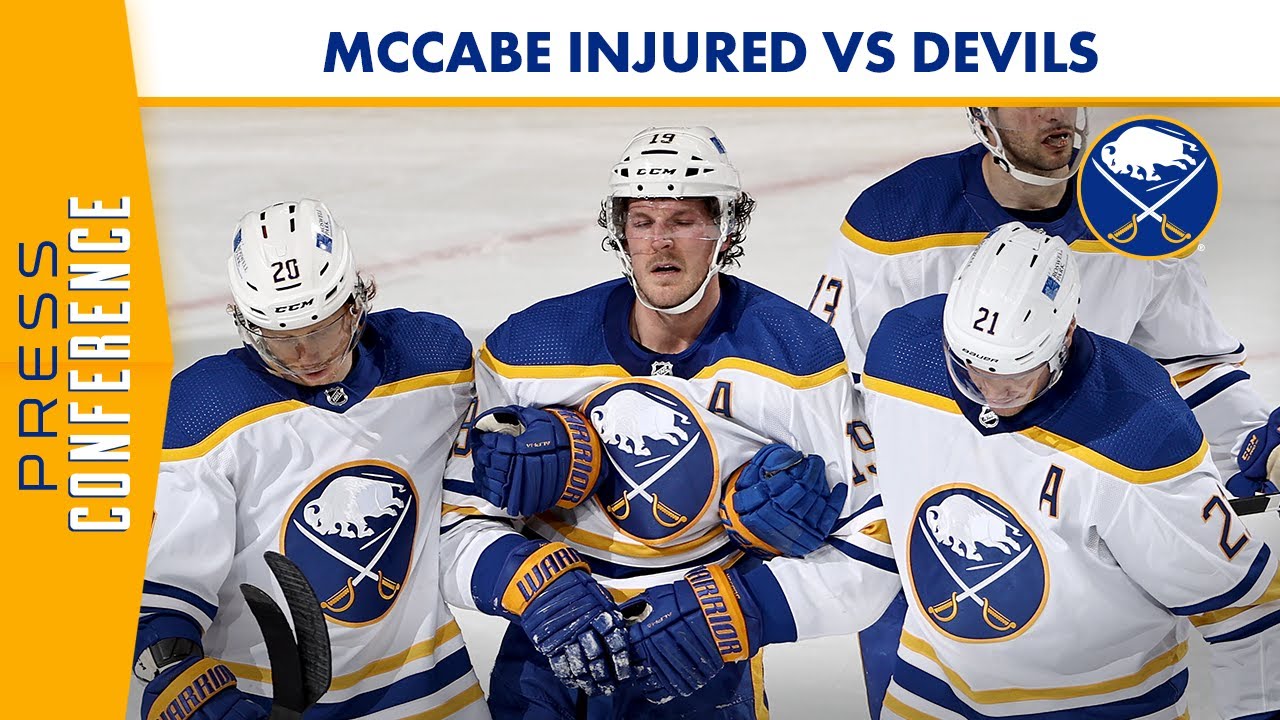Buffalo Sabre Jake McCabe Gets Injured Against New Jersey Devils - YouTube