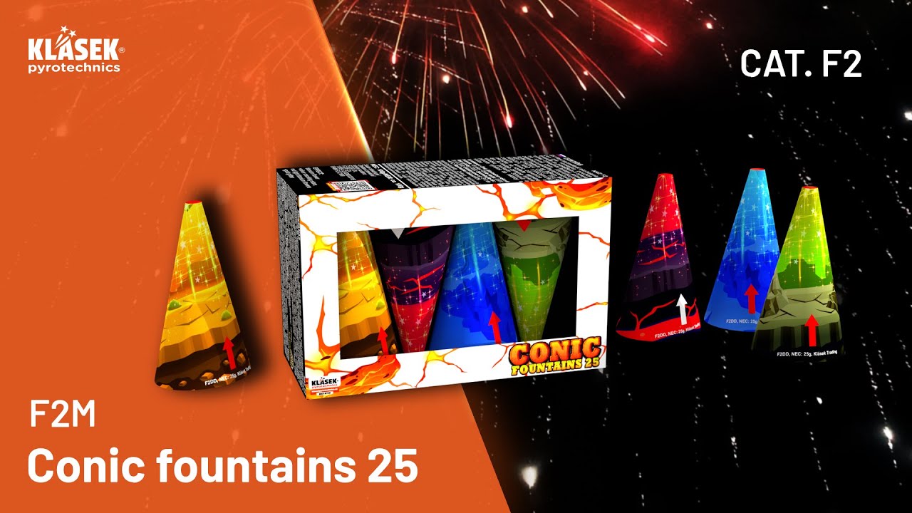 F2M Conic fountains 25 | Klasek pyrotechnics - YouTube