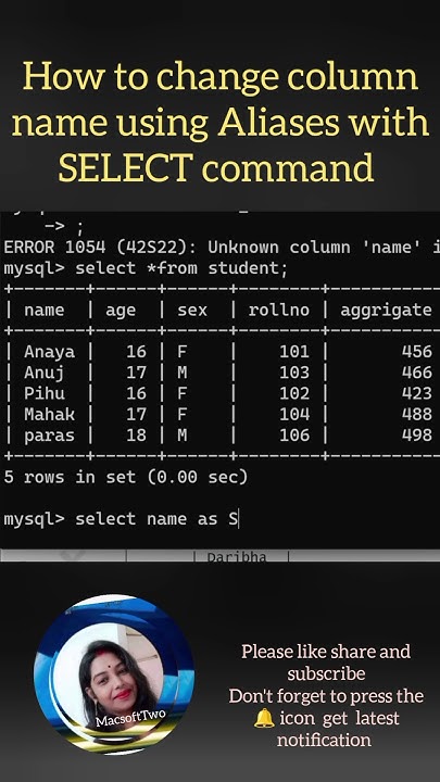 How to rename columns in MySQL | rename columns using Aliases| rename columns - YouTube