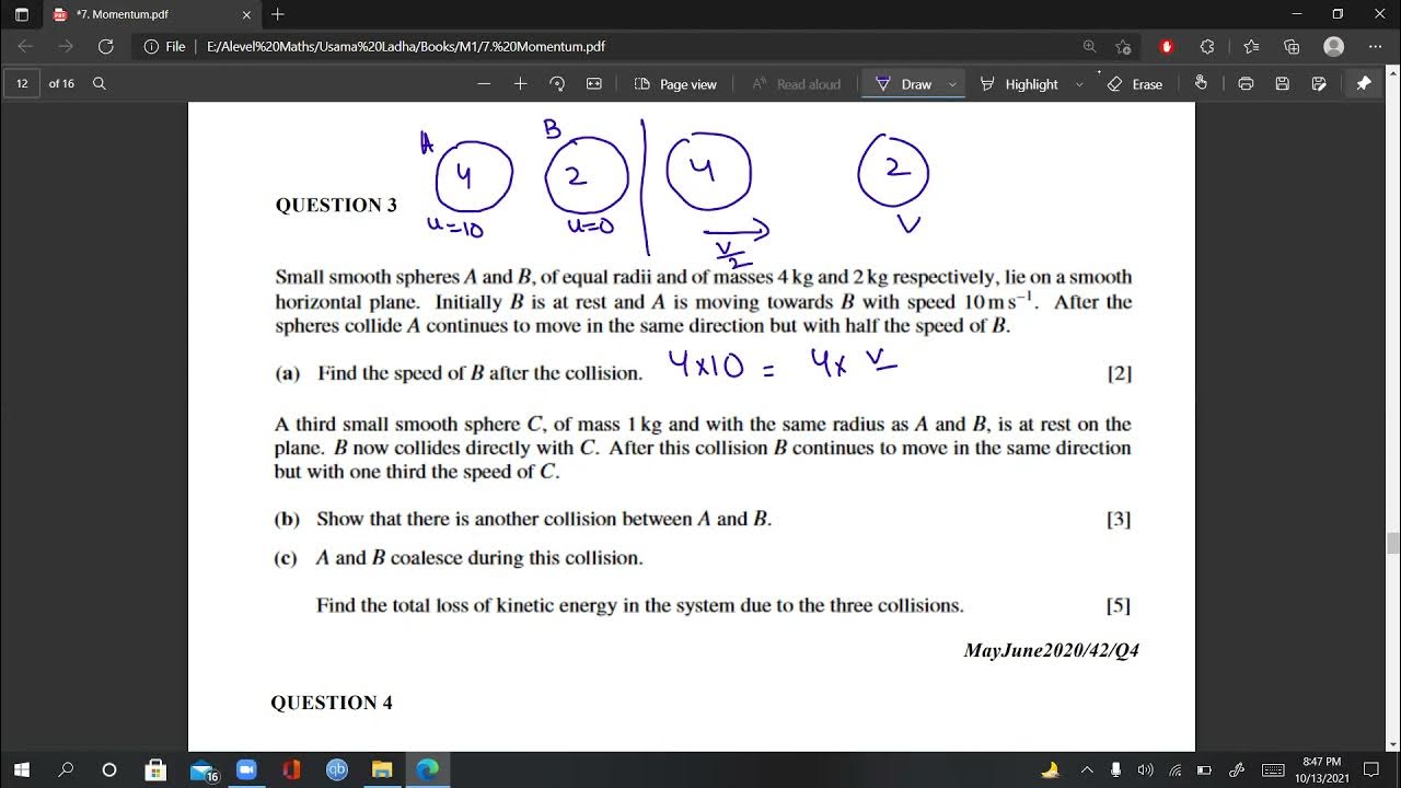 Momentum Past Paper ~ Alevel Maths 9709 Mechanics - YouTube
