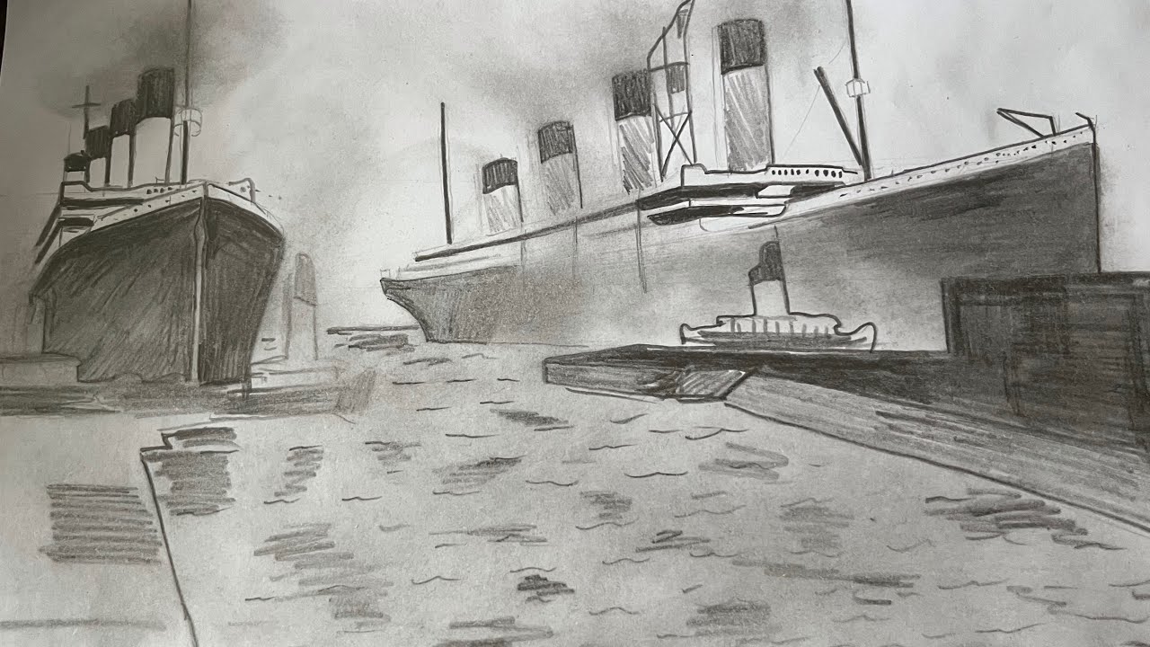 Drawing titanic and Olympic together in Southampton docks - YouTube