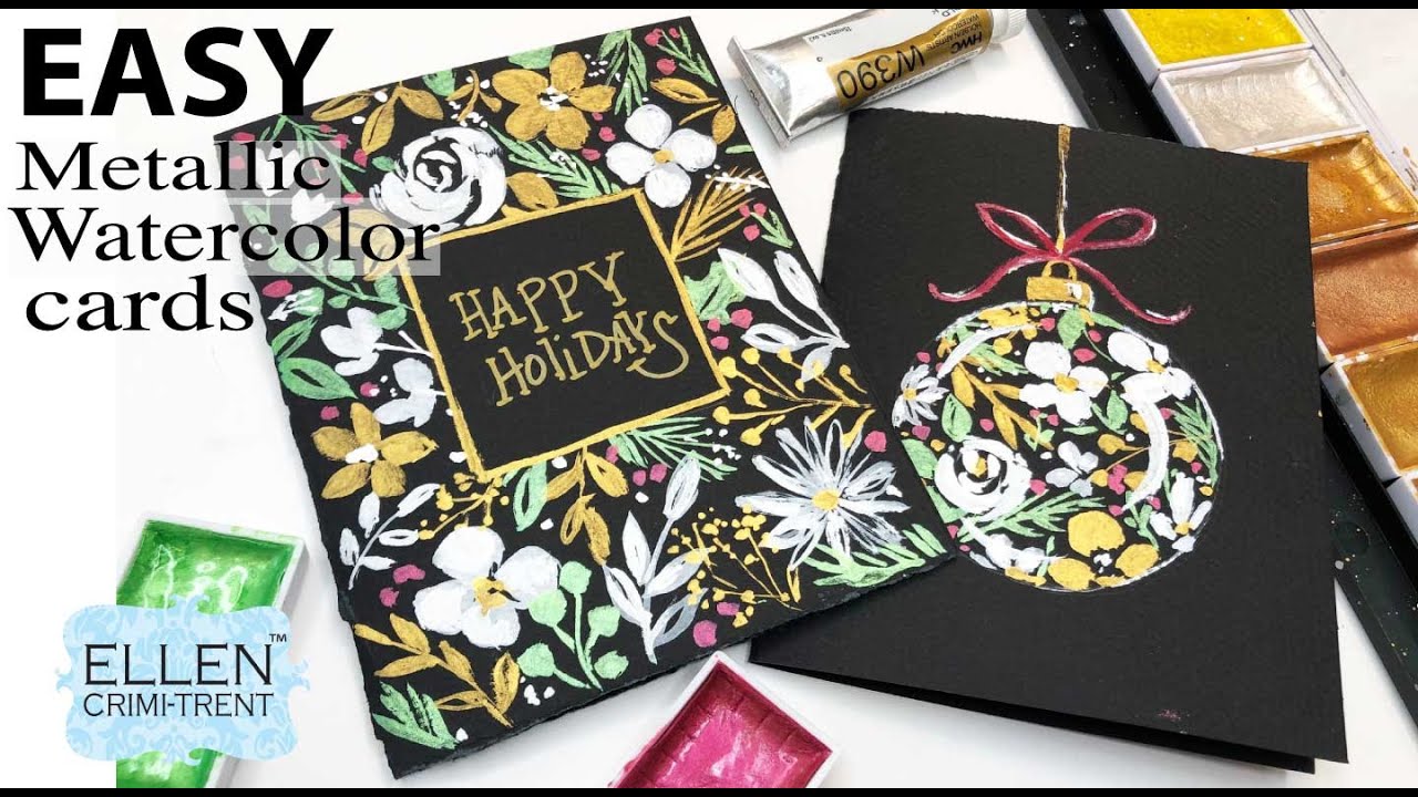 EASY Metallic Holiday Cards / Christmas Card Ideas - YouTube