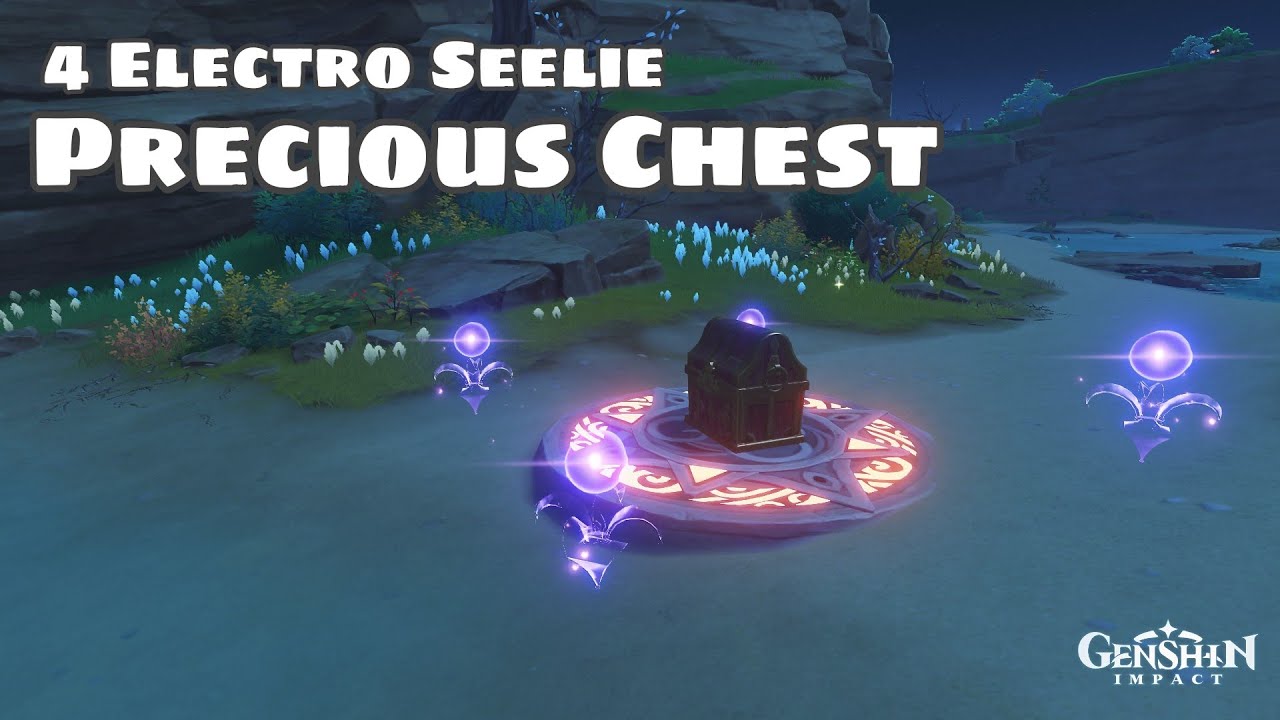 4 Electro Seelie Precious Chest in Tsurumi Island Genshin Impact - YouTube