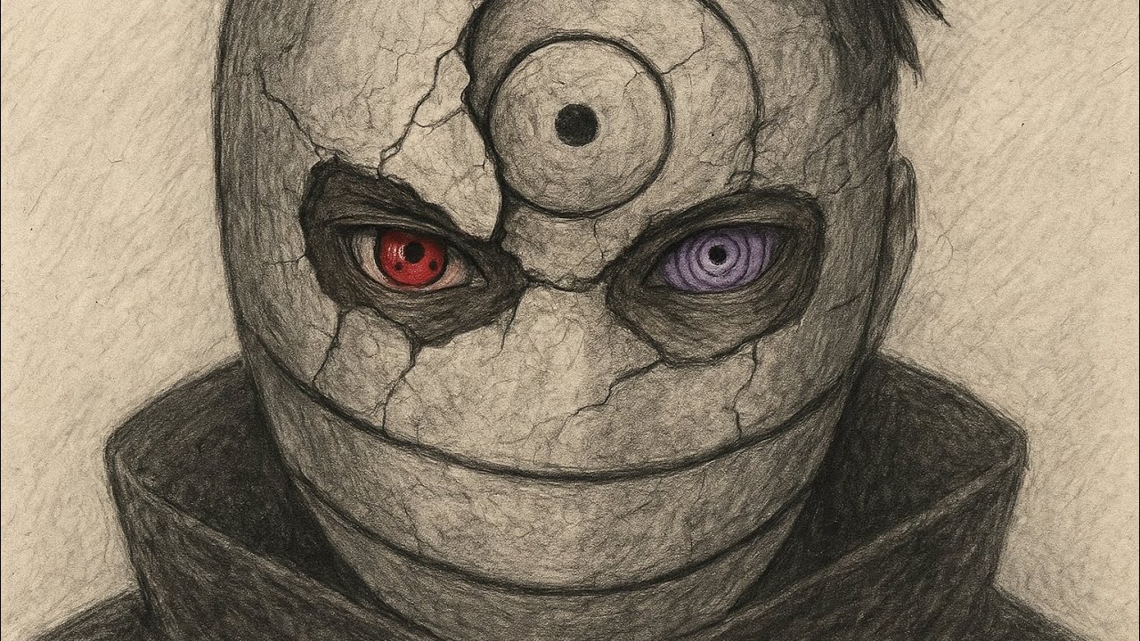 "Realistic Obito Uchiha Eyes Drawing | Broken Mask Naruto Art Tutorial ...