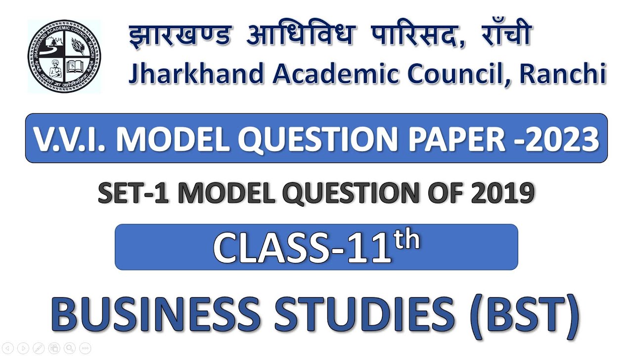 Class 11th Business Studies BST Model Paper |JAC Board Class 11th Model ...