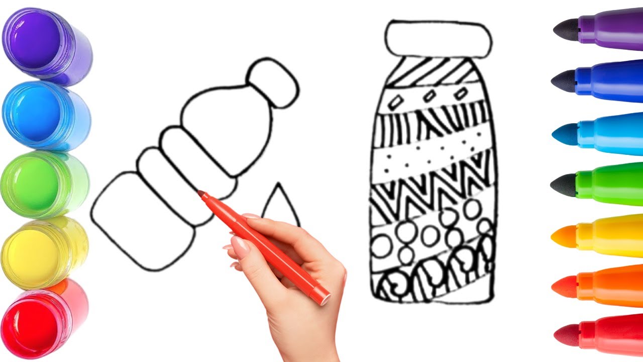 How To Draw cute bottle Drawing, Painting & Coloring For Kids and ...