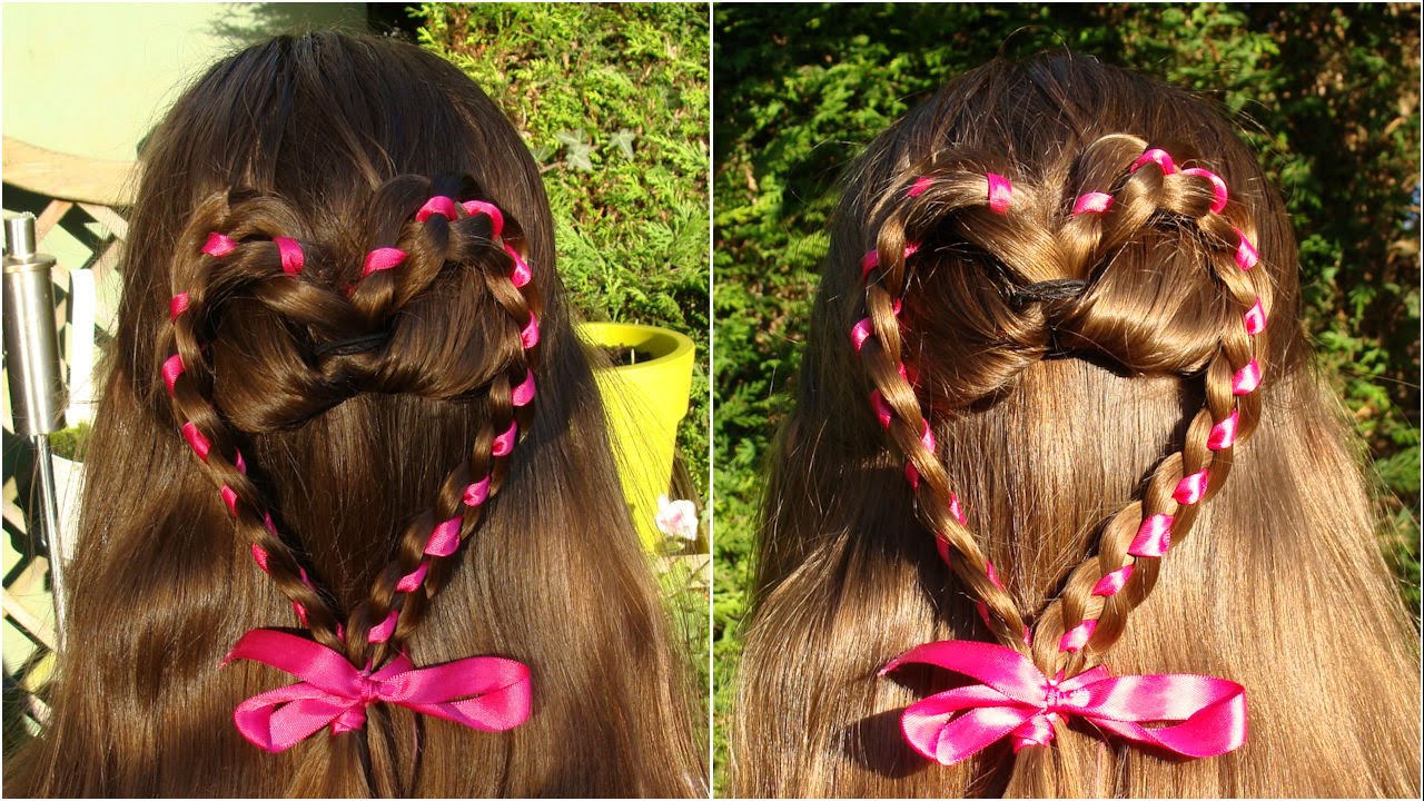DIY Heart braid with ribbon tutorial - YouTube