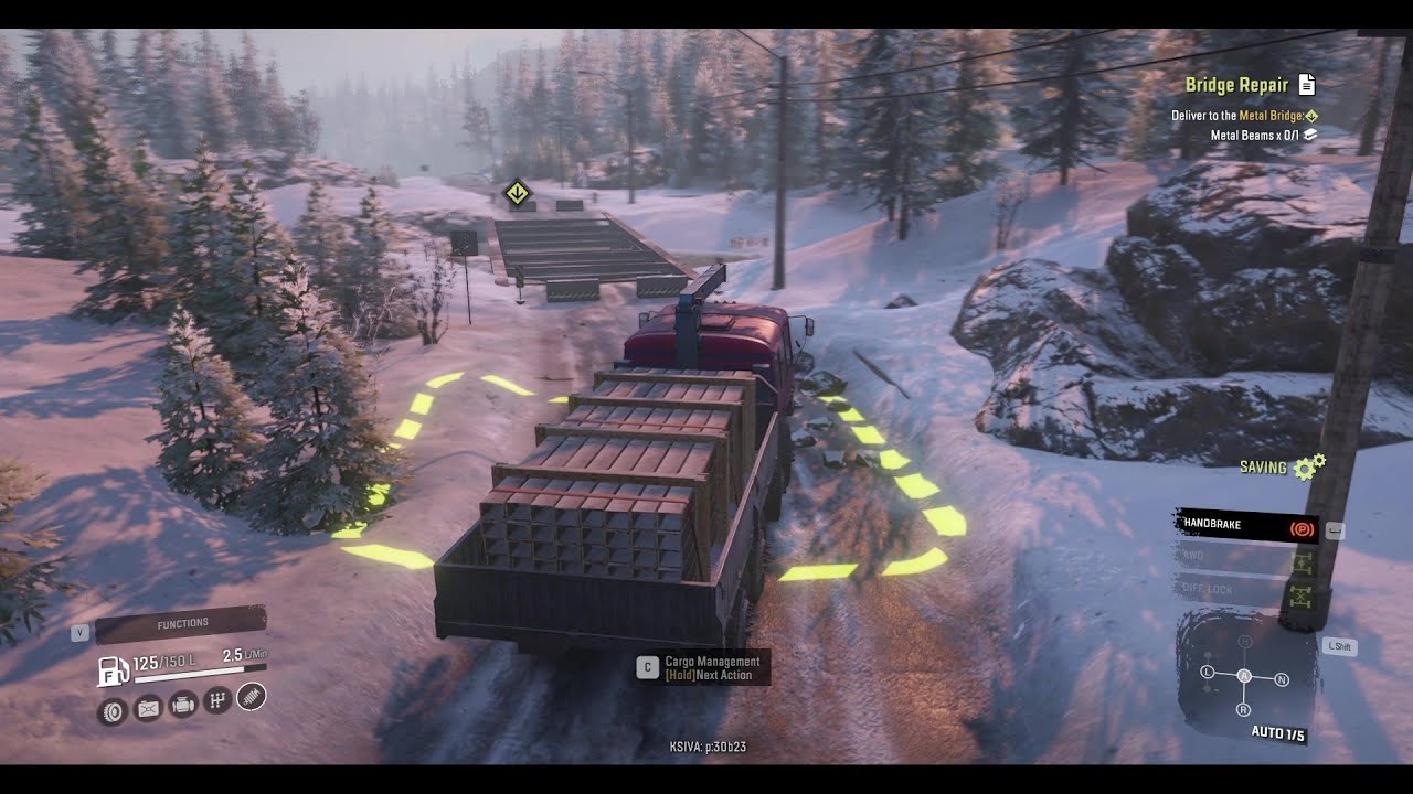 Snow Runner - KRS 58 "Bandit" - deliver metal beams to the metal bridge ...