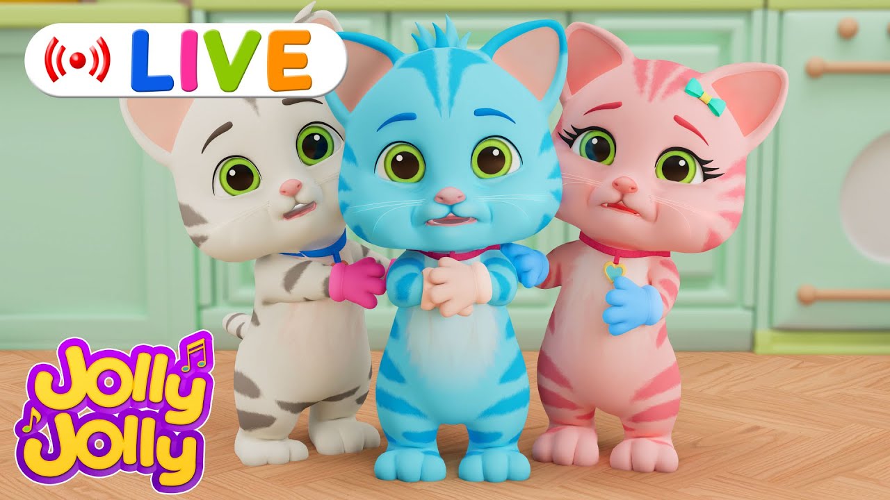 🔴LIVE JOLLY JOLLY - Best Animals Songs | Three little kittens, Row row ...