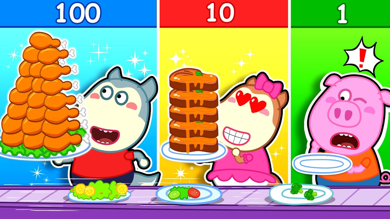 Wolfoo, Lucy & Piggy: 100 Layers of Food Challenge #4 | Kids Cartoon ...