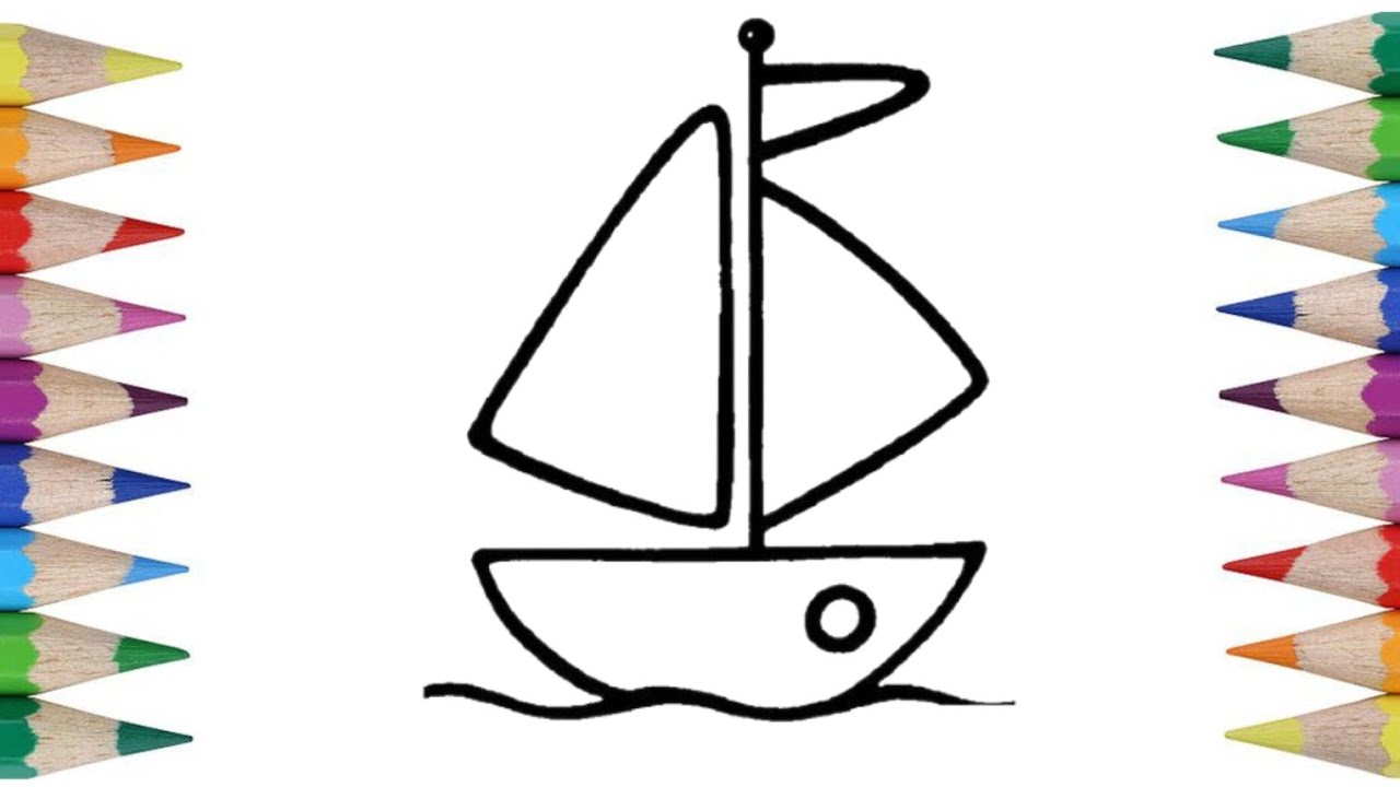 Simple Boat Drawing for kids |How to draw Boat Drawing Tutorial| Step ...