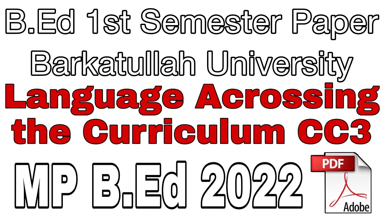 B.Ed 1st sem language across the curriculum part-1 paper CC3 2021-22 ...