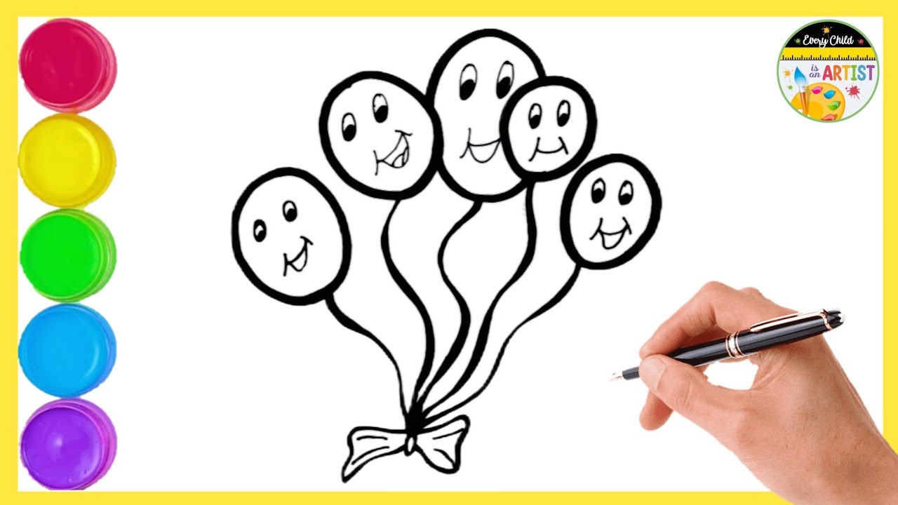 How to draw Balloon For Kids and Toddlers || Easy Painting and ...