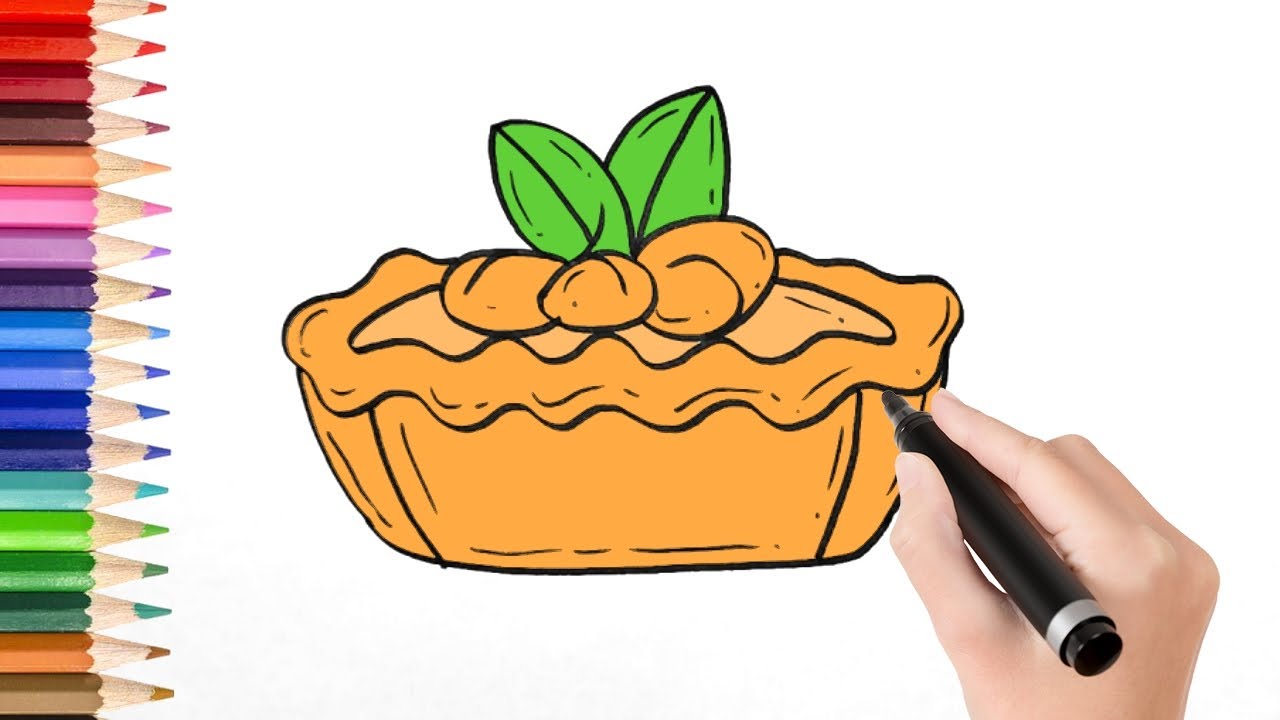 How to draw pumpkin pie cartoon - YouTube