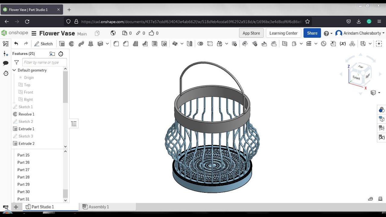 ফুলদানী 3D Onshape টিউটোরিয়াল| Flower vase 3D Onshape tutorial - YouTube