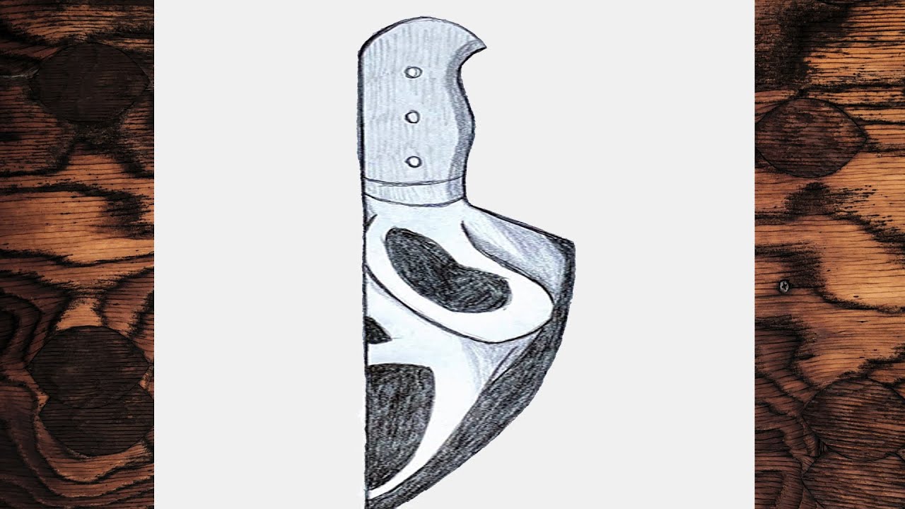 Scary sketch | how to draw ghost face in knife. easy step-by-step - YouTube