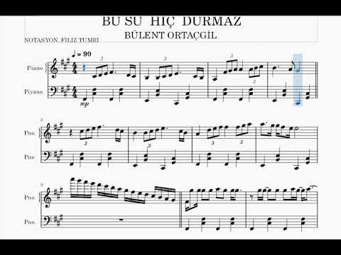 BU SU HİÇ DURMAZ-  BÜLENT ORTAÇGİL -PİYANO NOTALARI