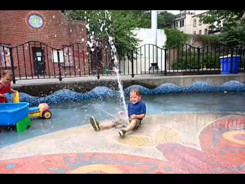 C3 & Barclay sitting on sprinkler at playground - YouTube
