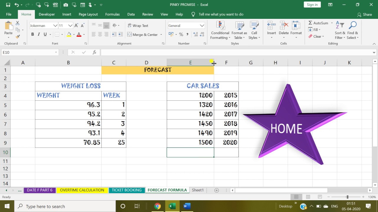 FORECAST FUNCTION IN MS EXCEL - YouTube