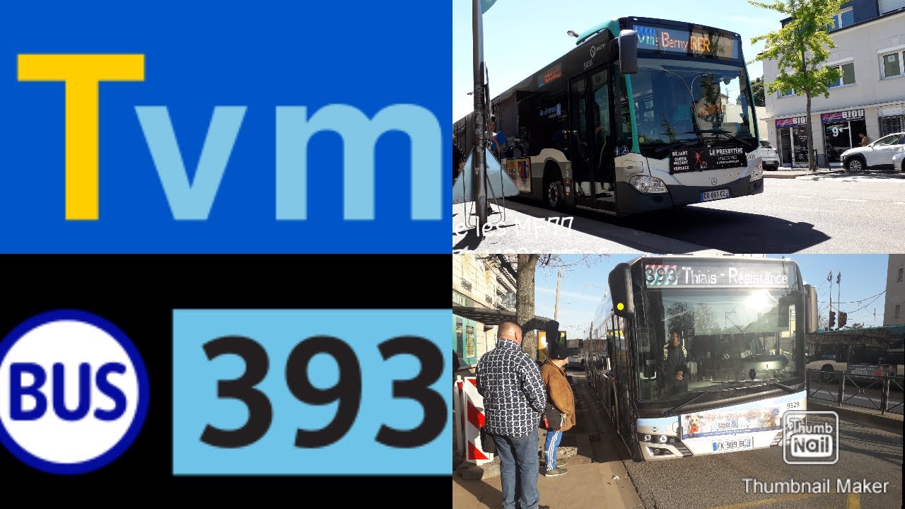 Ligne 393 et TVM (Bus) : Départ d'un Solaris Urbino IDFM et Mercedes ...
