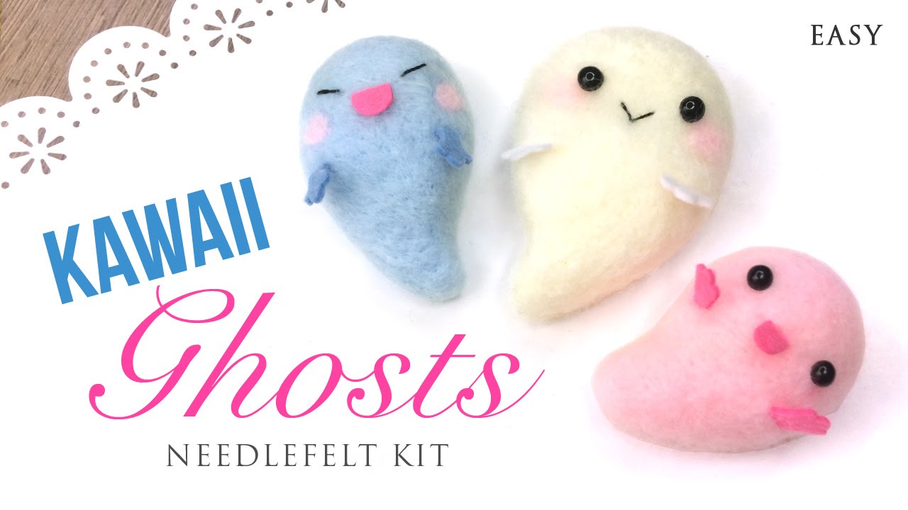 DIY Halloween Kawaii Ghost Needlefelt Kit - ASMR Crafting - YouTube