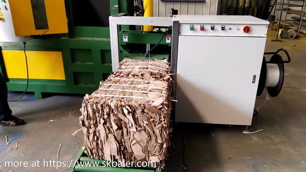 Horizontal two ram auto tie baler machine strapped by pp, small ...