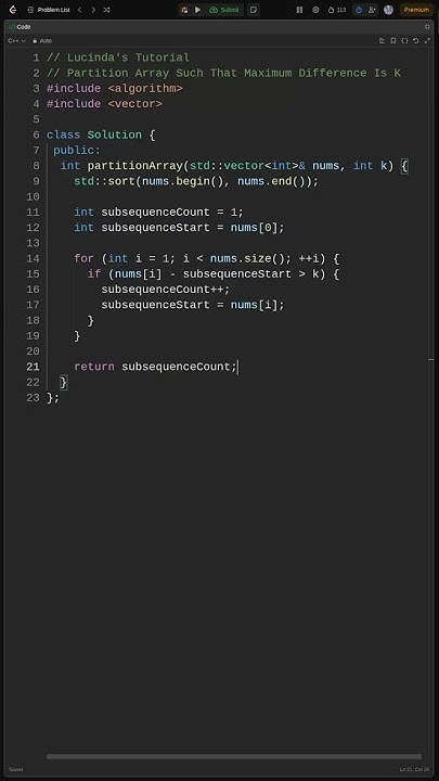🎀LeetCode 2294🎀 Partition Array Such That Maximum Difference Is K - YouTube