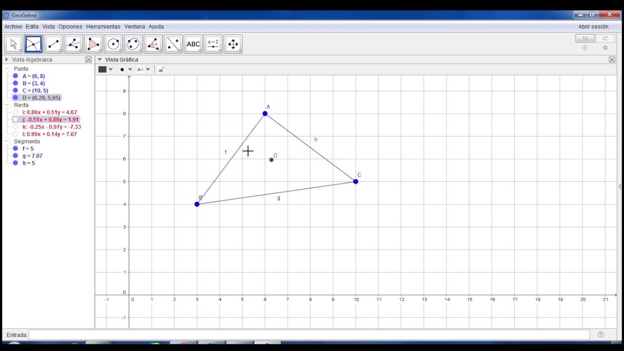 calcular incentro de un triangulo. - YouTube