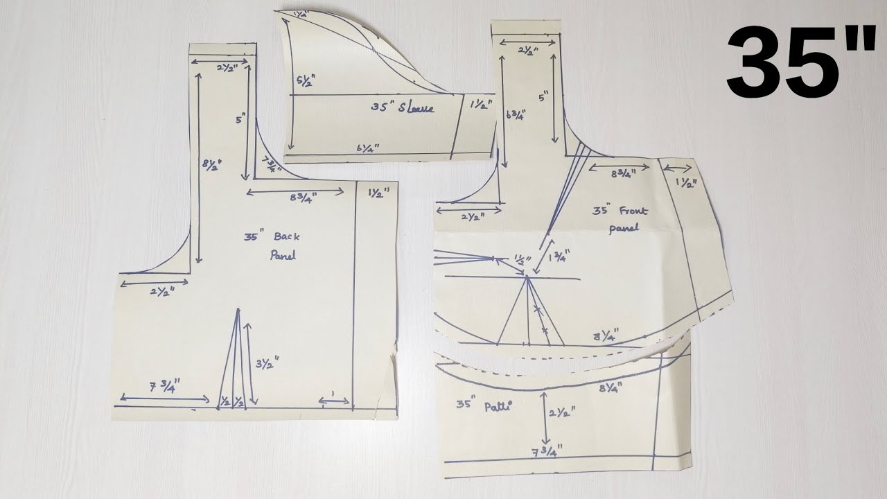 👉35 Size Blouse Pattern Drafting & Cutting Step by Step | Easy Method# ...