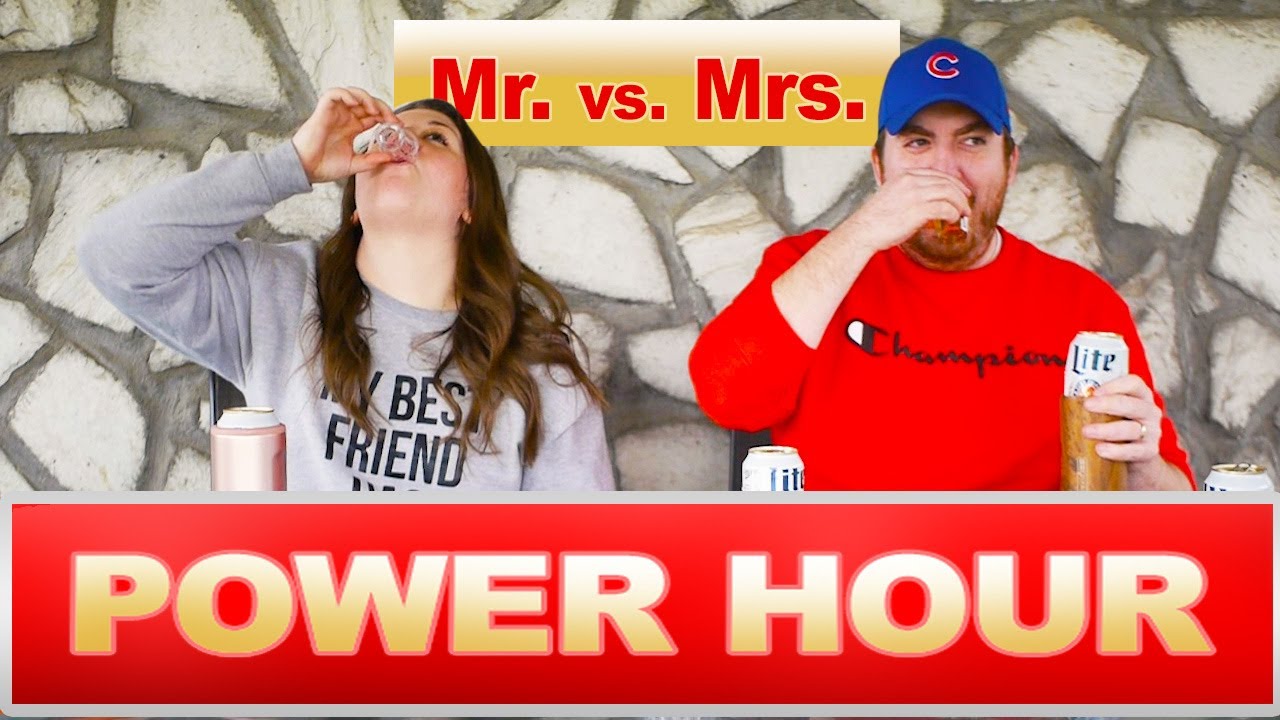 Husband vs. Wife Power Hour Beer Challenge (60 shots in 60 mins) | MR ...
