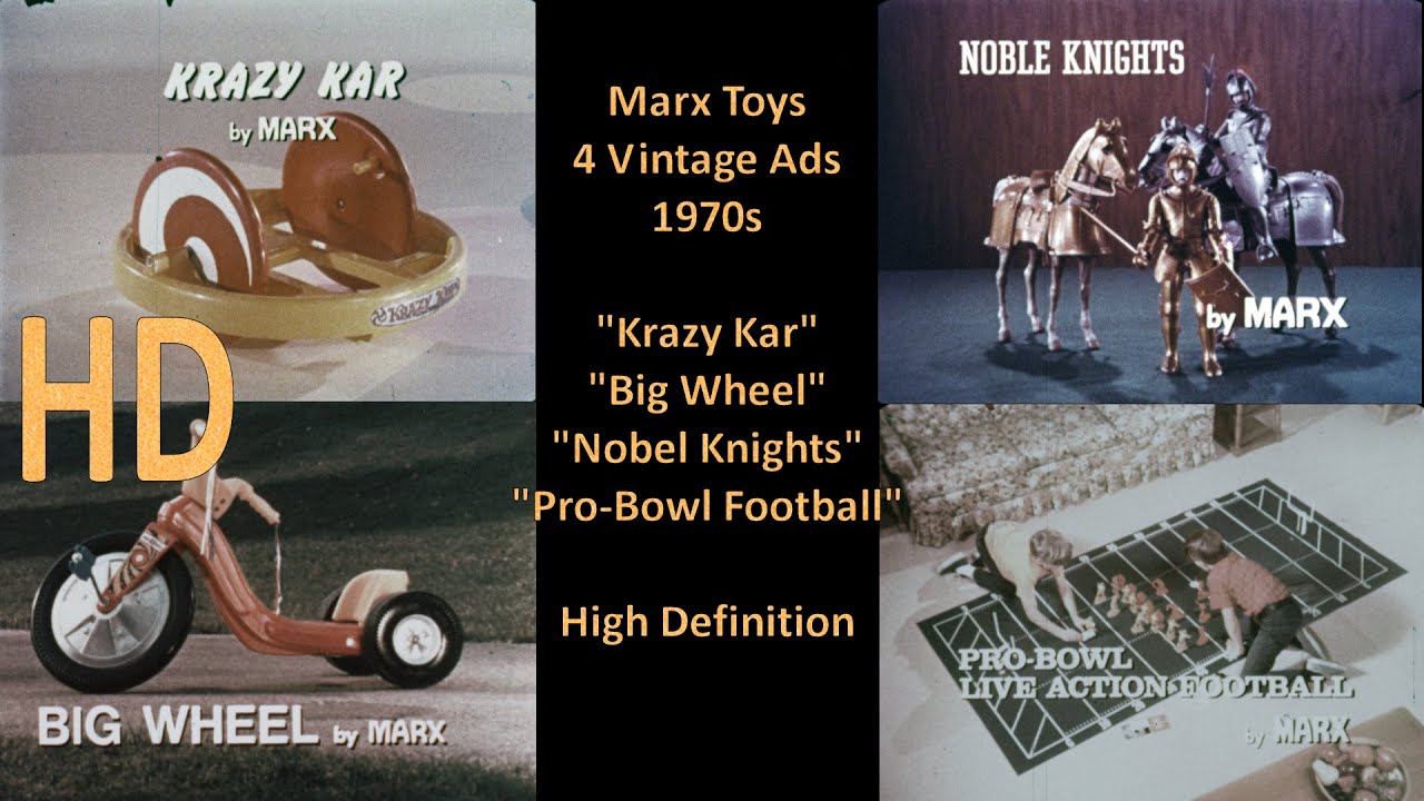 4 Marx Toys Commercials Big Wheel Krazy Kar Nobel Knights Pro-Bowl Live ...