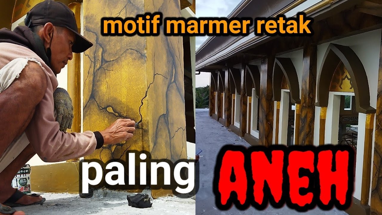 LOMBOK BERKARYA full motif retak marmer!!! (semua pilar masjid) - YouTube