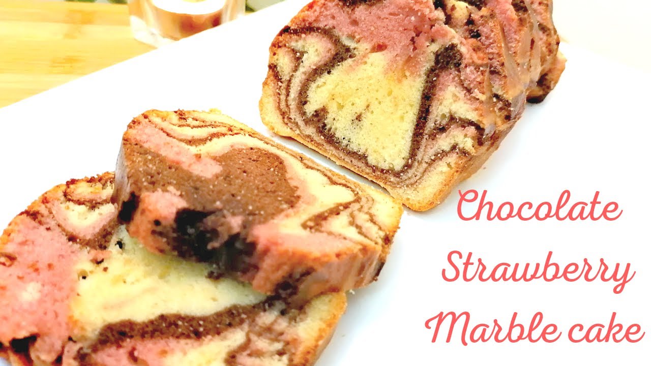 Classic German Chocolate Strawberry Marble Loaf Cake Recipe / Soft ...