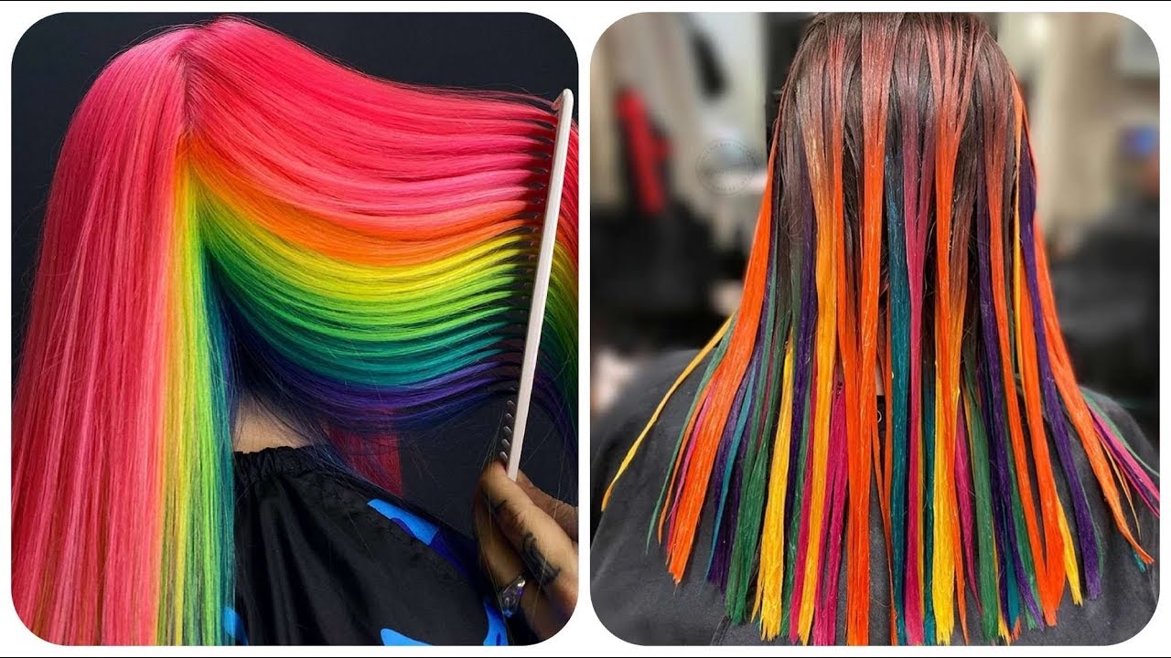Colorful Hair ideas 💙Rainbow Color Hair Transformation! Hairstyle ...