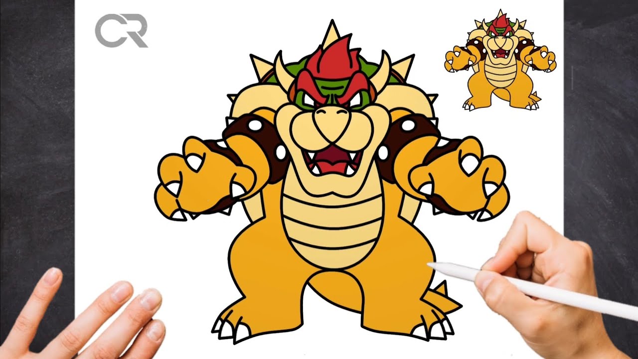 How To Draw Bowser And Mario Fighting