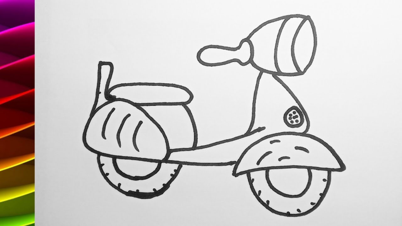 kids | let's learn how to draw scooter | SCOOTY VESPA..easy step for ...