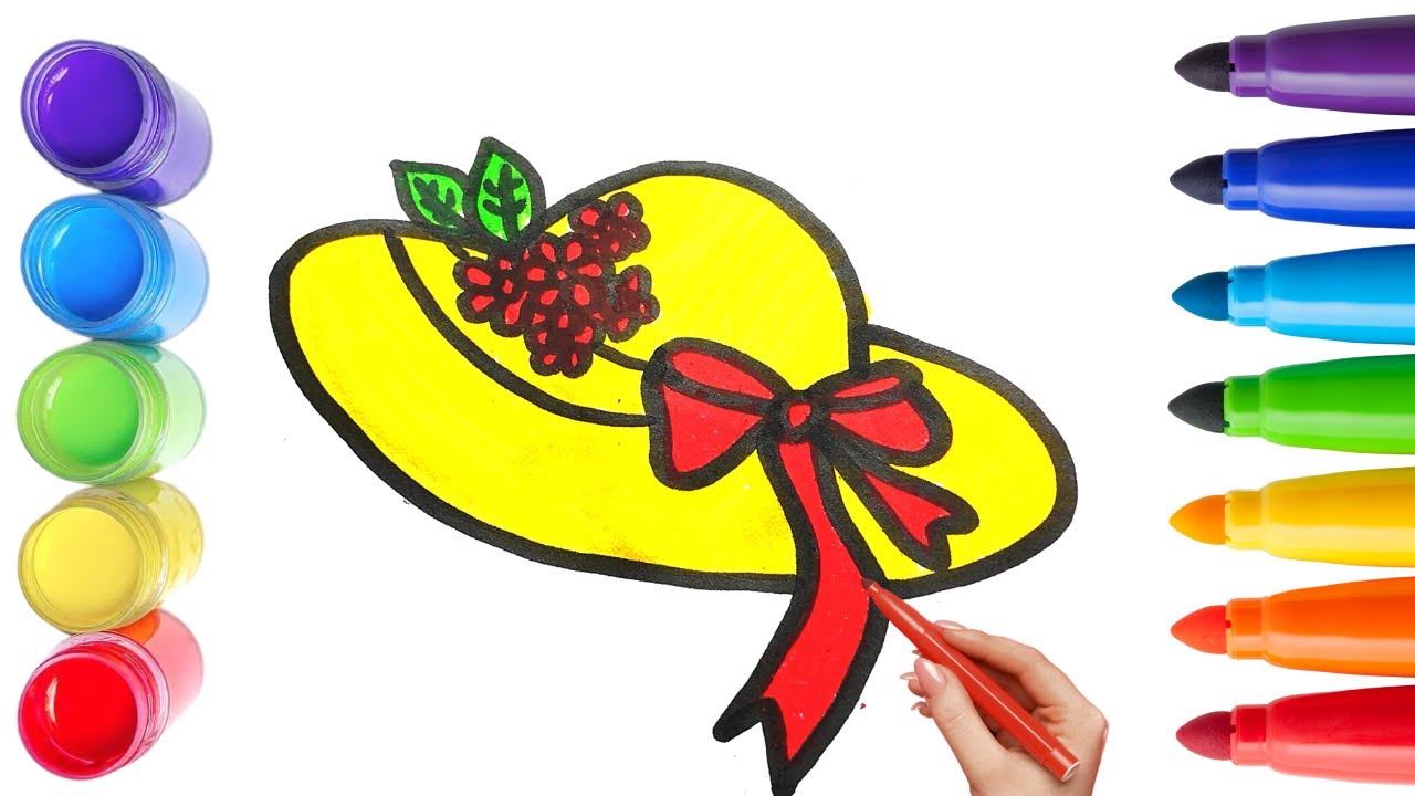 How To Draw cute hat Drawing, Painting & Coloring For Kids and Toddlers ...