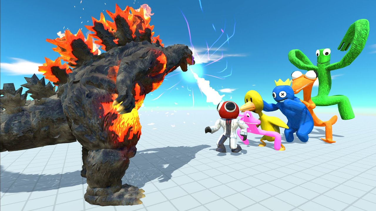 Godzilla Brurning vs Rainbow Friends Pyramid Death Run - Animal Revolt ...