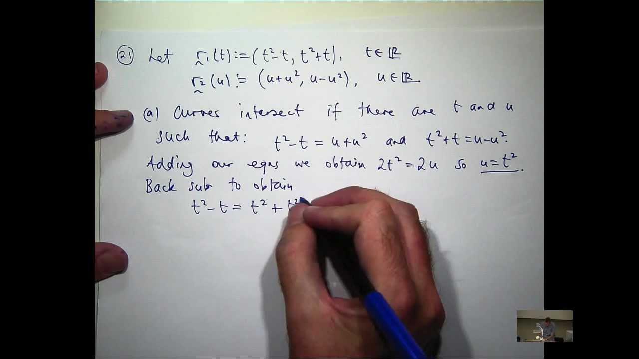 Intersection of vector functions example - YouTube