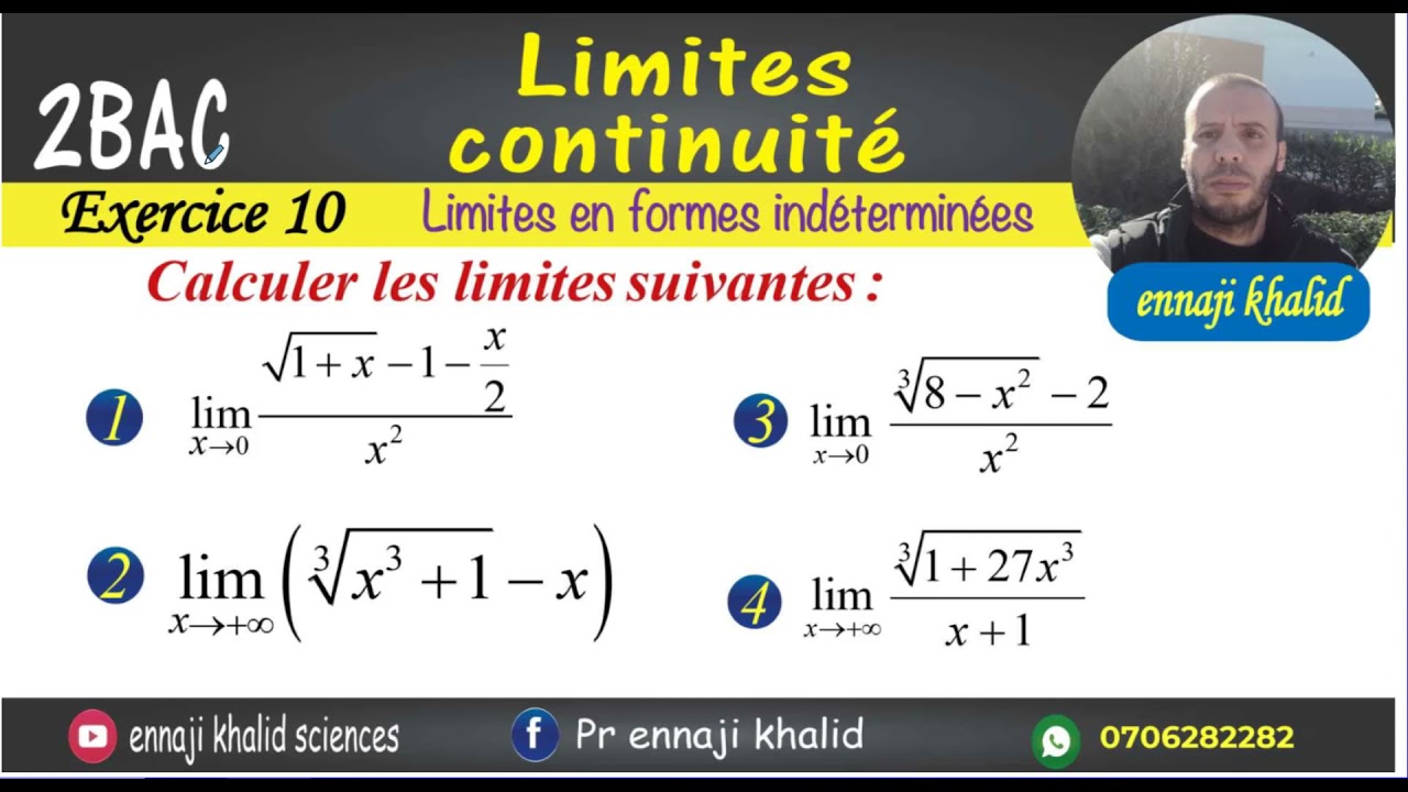 Calcul des limites en formes indéterminées exercice 10 partie 1 - YouTube