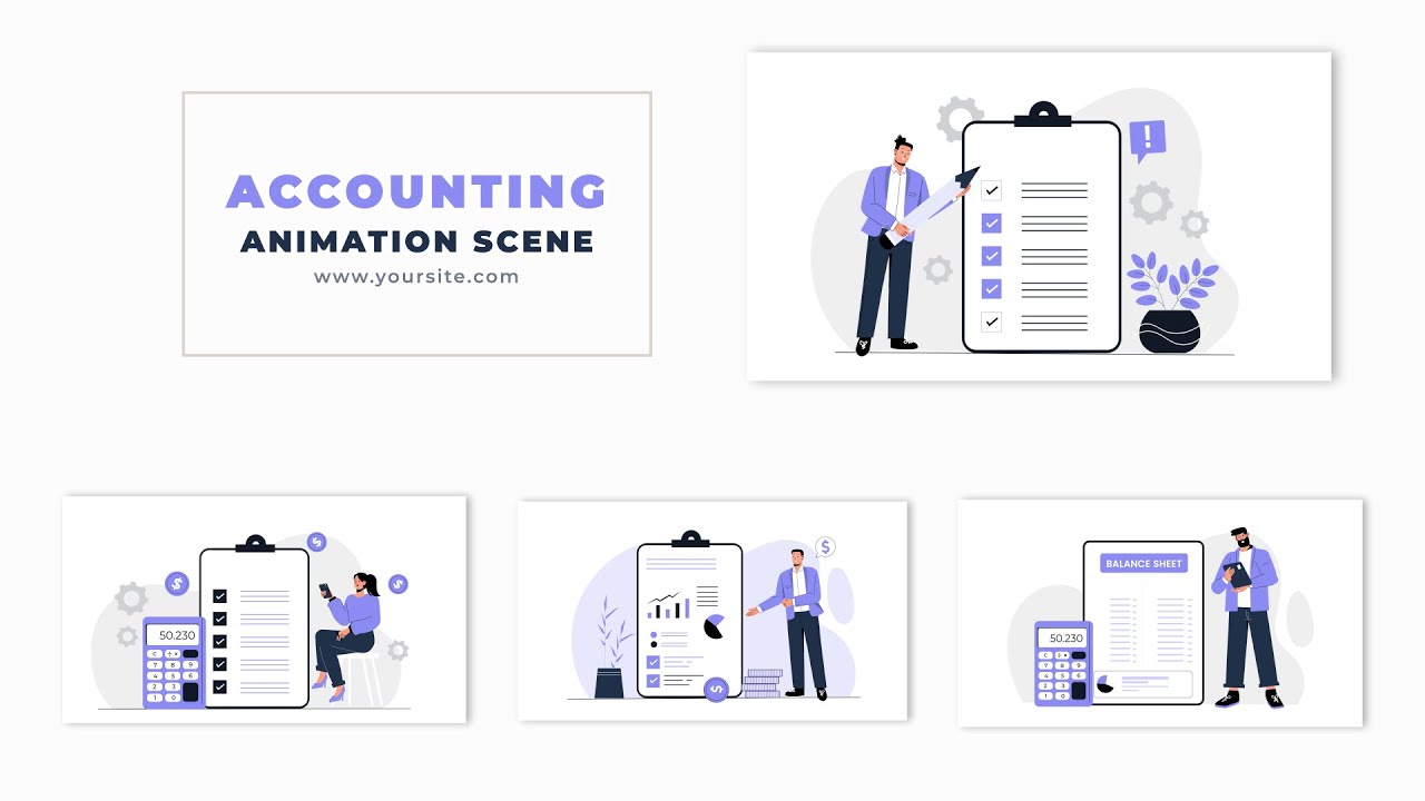 Flat Vector Accounting Process Animation Scene After Effects Template ...