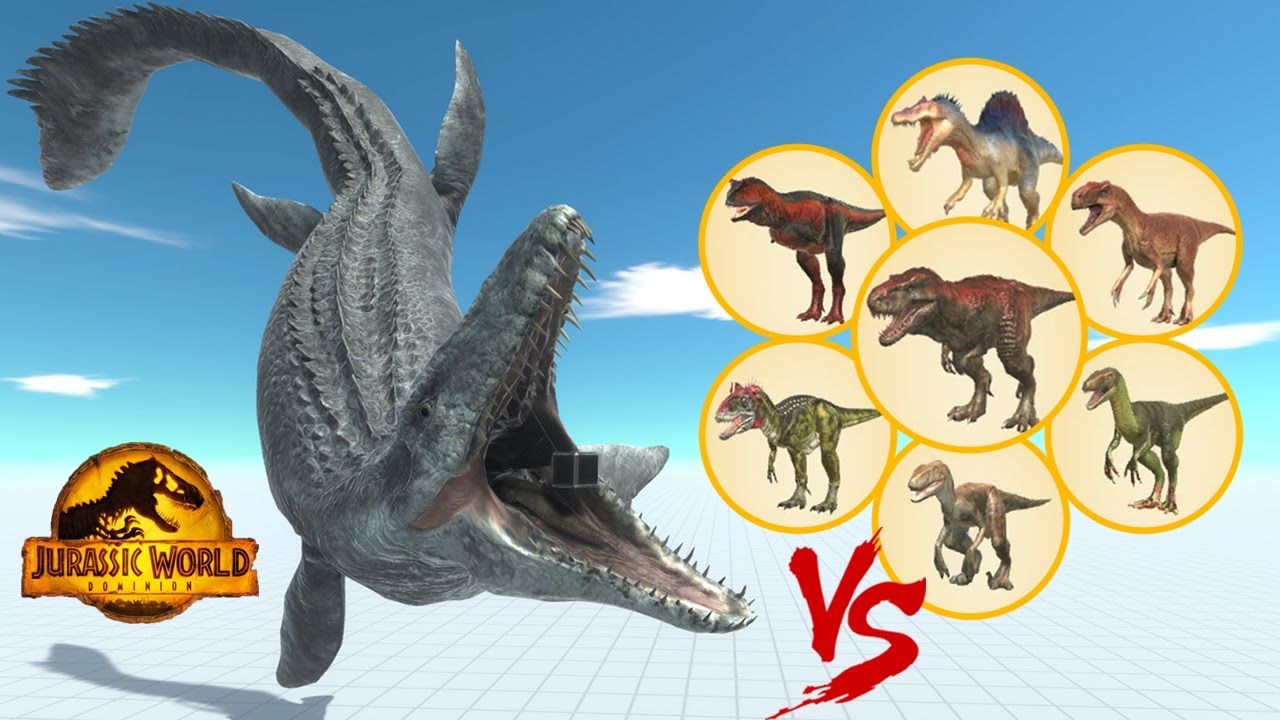 MOSASAURUS VS DINOSAURS - Jurassic World Dominion - Animal Revolt ...