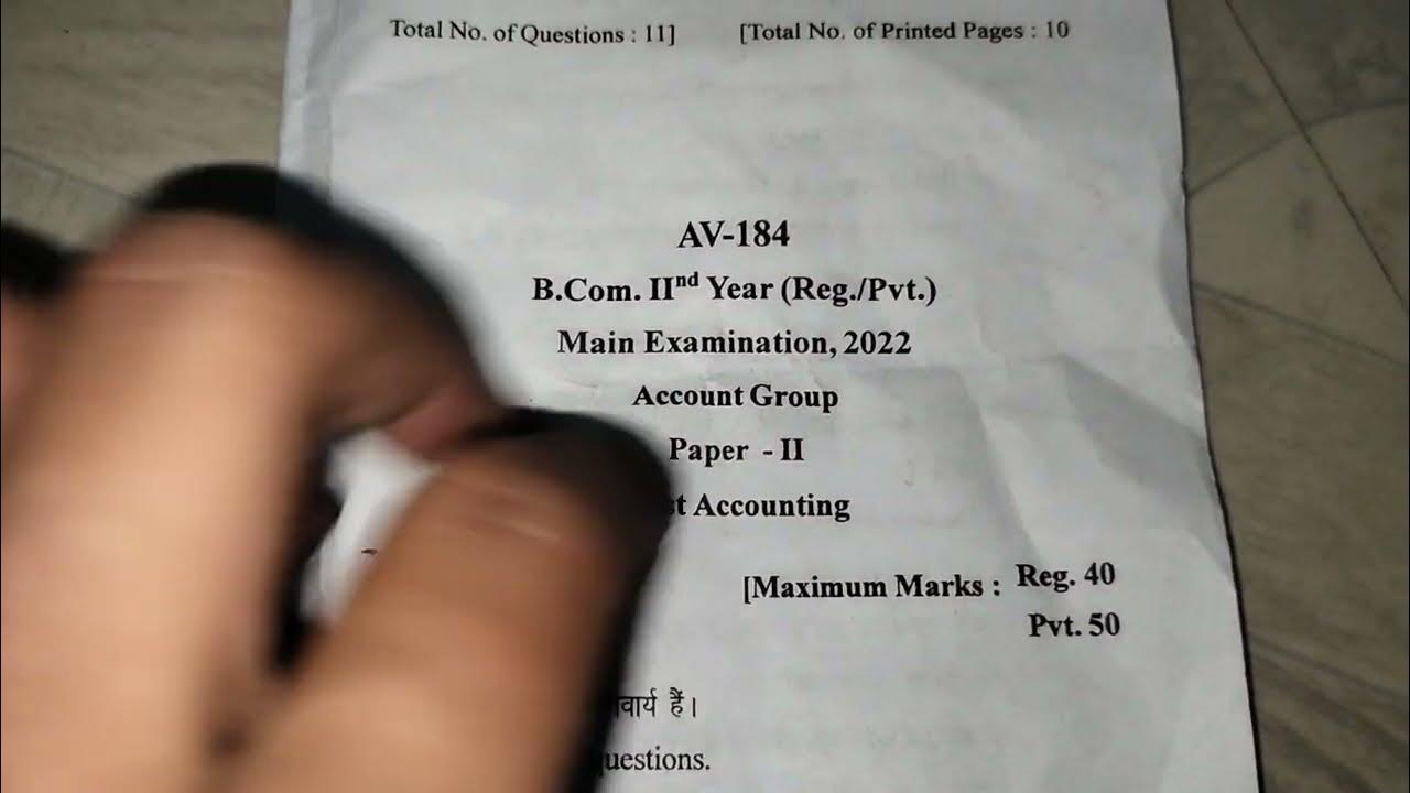 B.com 2nd year cost accounting questions paper 2022 (Barkatullah Univercity , Bhopal) - YouTube