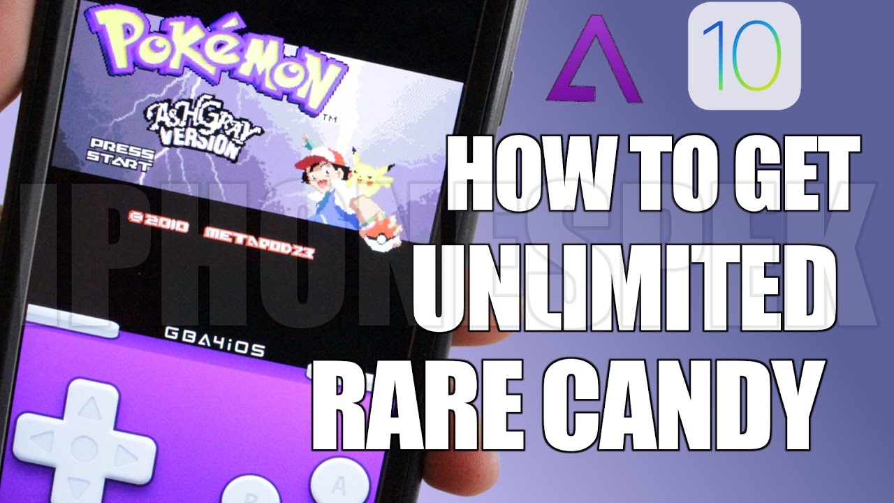 How to Get Unlimited Rare Candy's Ash Gray Cheat Code GBA4IOS - YouTube